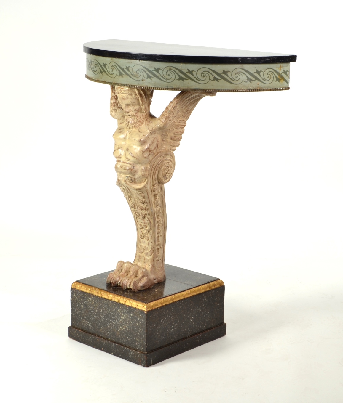 Robert Morrissey Antiques: Pair of Carved and Painted Demilune Console ...